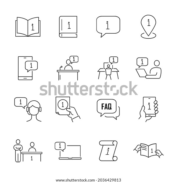 Info Help Desk Icons Set Info Stock Vector (Royalty Free) 2036429813 ...