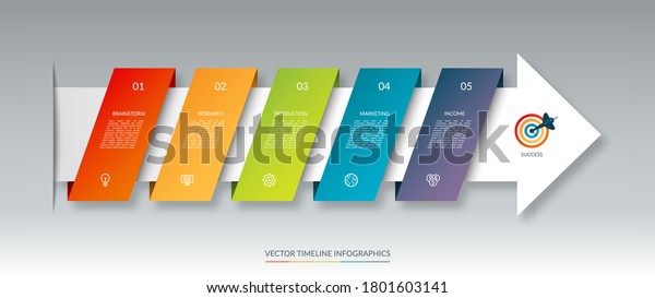 Infographic Arrow Timeline Template 5 Steps Stock Vector (Royalty Free ...