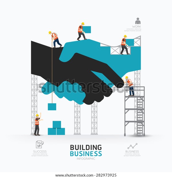 Infographic Business Handshake Shape Template Designbuilding Stock ...