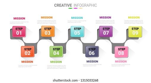 Infographic Business Horizontal Timeline Process Chart Stock Vector ...