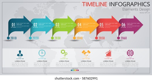 Infographic Business Horizontal Timeline Process Chart Stock Vector ...