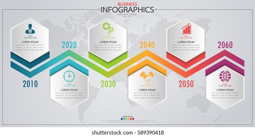Infographic Business Horizontal Timeline Process Chart Stock Vector ...