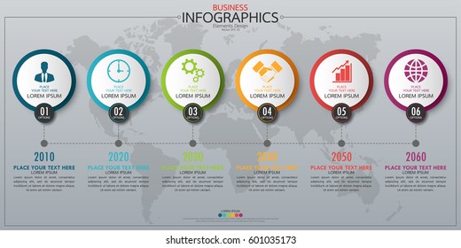 Infographic Business Horizontal Timeline Process Chart Stock Vector ...