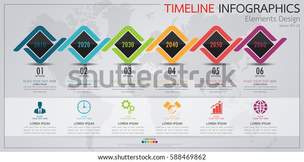 Infographic Business Horizontal Timeline Process Chart Stock Vector ...
