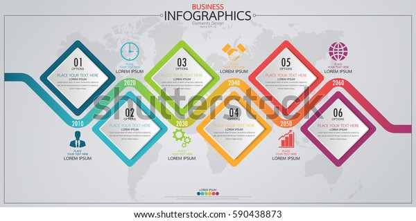 Infographic Business Horizontal Timeline Process Chart Stock Vector ...