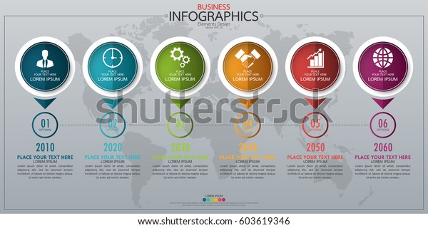 Infographic Business Horizontal Timeline Process Chart Stock Vector ...