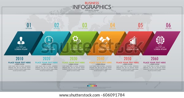 Infographic Business Horizontal Timeline Process Chart Stock Vector ...