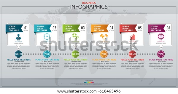Infographic Business Horizontal Timeline Process Chart Stock Vector ...