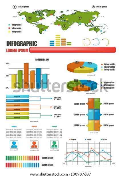Infographic Business World Map Chart Indicator Stock Vector (Royalty ...