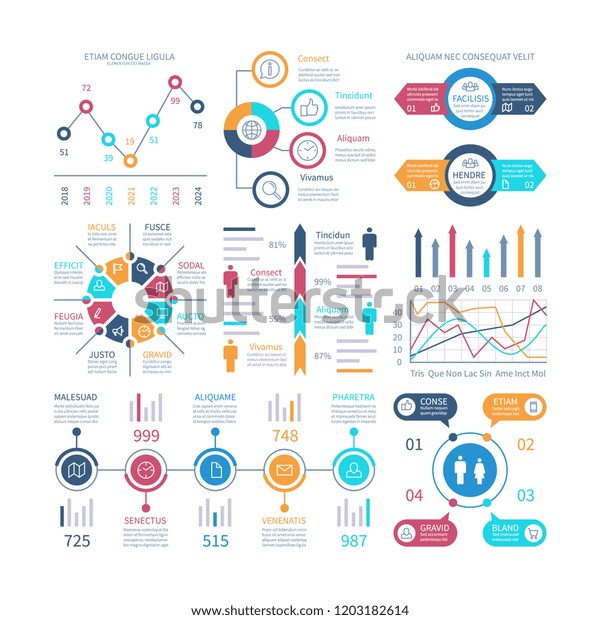 Infographic charts. Infochart elements, marketing chart and graphs, bar ...