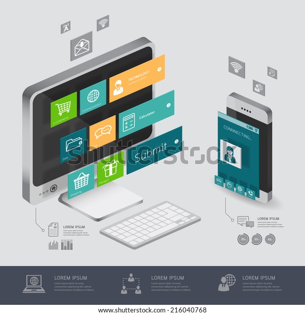 Infographic Communication Connection Shopping Online Ecommerce Stock ...
