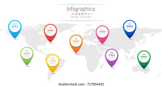 Vector Illustration Public Services Map Markers Stock Vector (Royalty ...