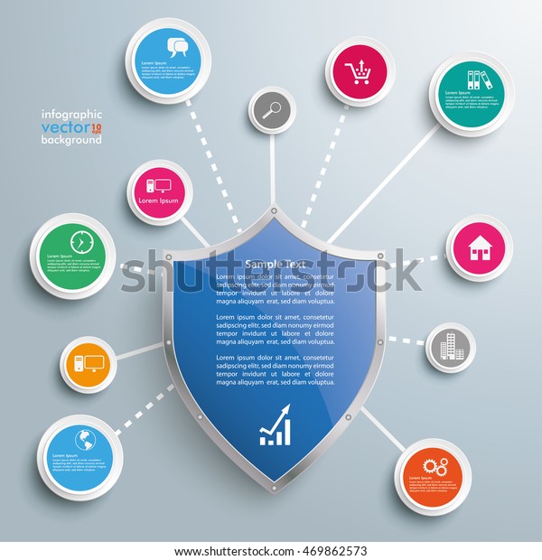Infographic Design Protection Shield Network Circles Stock Vector ...