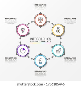 Six Steps Flowchart Template Design Element: เวกเตอร์สต็อก (ปลอดค่า ...