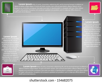 Infographic Diagram Desktop Computer Pc Technology Stock Vector ...