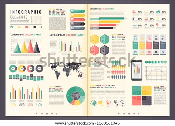 Infographic Elements World Map Charts Vector Stock Vector (Royalty Free ...