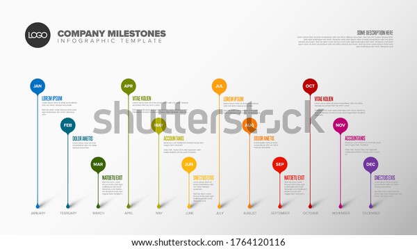Infographic Full Year Timeline Template Droplets Stock Vector (Royalty ...