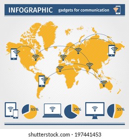 World Map Infographics Icons Setvectorillustration Stock Vector ...