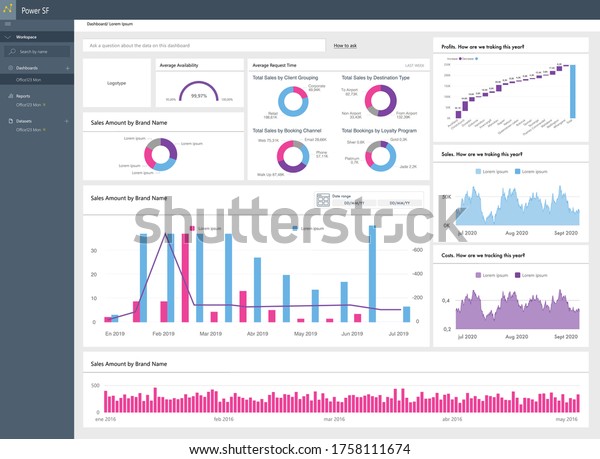 Infographic Graphs Charts Editpower Bi Template Stock Vector (Royalty ...