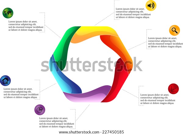 Infographic Hexagon Shape Divided Into Six Stock Vector (Royalty Free ...