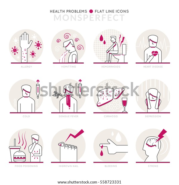 Infographic Icons Elements About Health Problems Stock Vector (Royalty ...