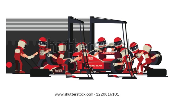 Infographic Illustration Background Pit Stop Workers Stock Vector ...