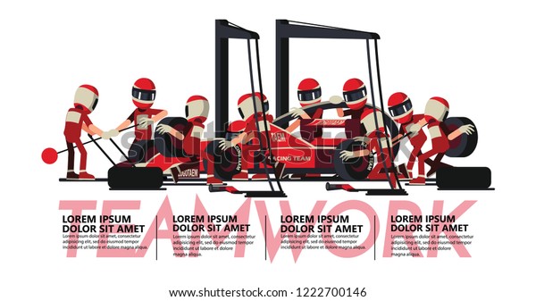 Infographic Illustration Background Pit Stop Workers: เวกเตอร์สต็อก ...