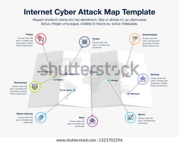 Infographic Internet Cyber Attack World Map Stock Vector (Royalty Free ...
