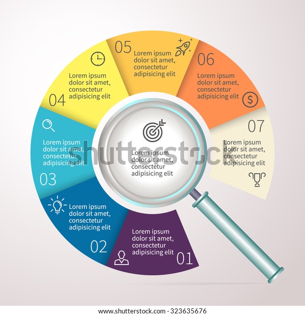 Infographic Magnifying Glass Analysis Central Element Stock Vector ...