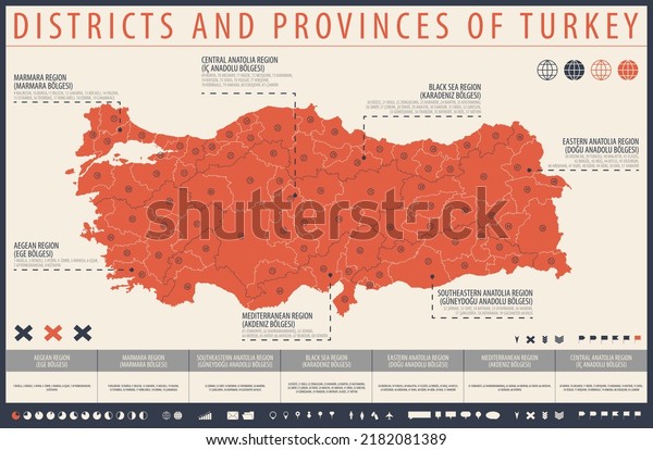Infographic Map Turkey Administrative Division Into: เวกเตอร์สต็อก ...