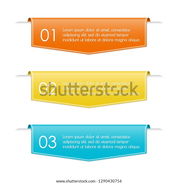 Infographic Ribbon Banner 3 Steps Sections Stock Vector (Royalty Free ...