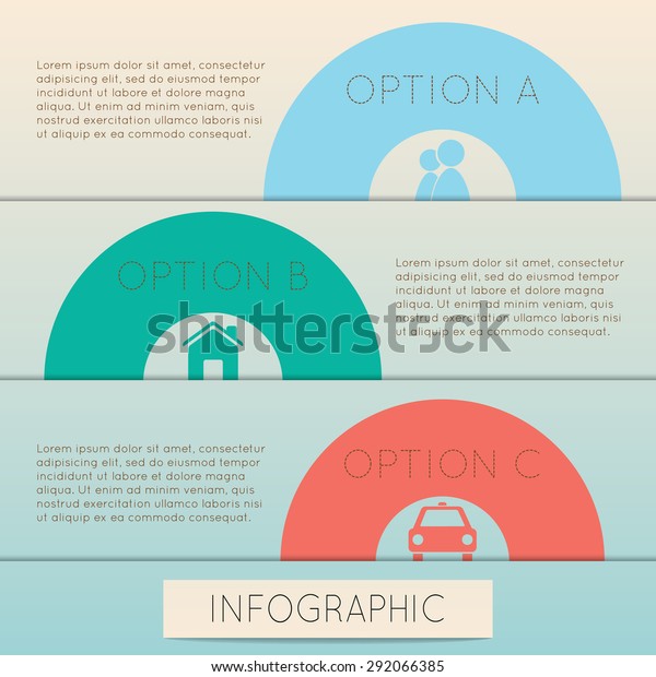 Infographic Semicircle 3 Optionssimple Signs On Stock Vector (Royalty ...