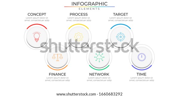Infographic Six Connected Steps Circle Icons Stock Vector (Royalty Free ...