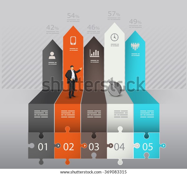 Infographic Template Arrows Puzzle Pieces Connecting Stock Vector ...