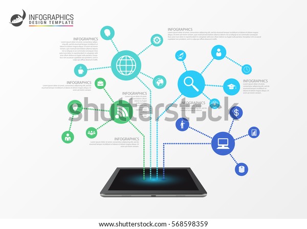 infographic template. Business network concept. Can be used for ...