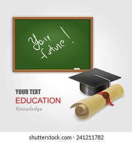 Infographic Template Chalkboard Graduation Cap Concept Stock Vector ...