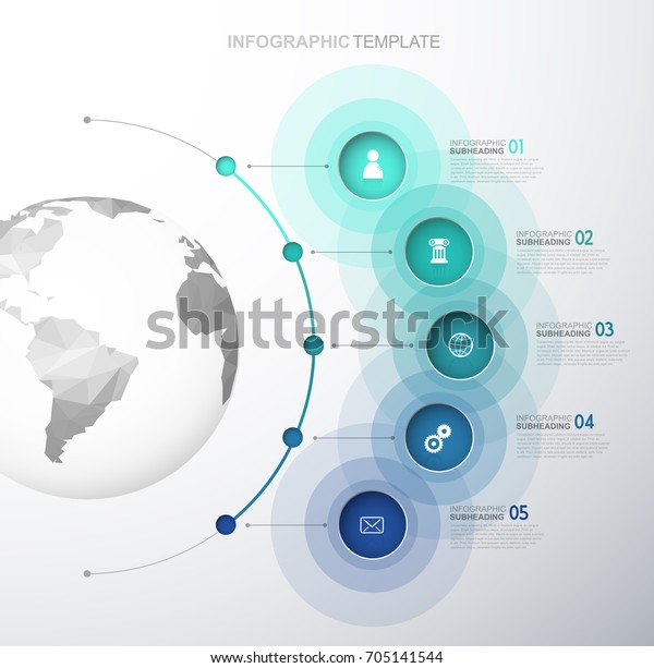 Infographic Template Five Circles Icons Line Stock Vector (Royalty Free ...