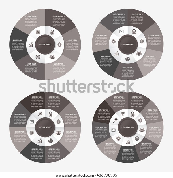 Infographic Template Pie Black Charts 6 Stock Vector (Royalty Free ...