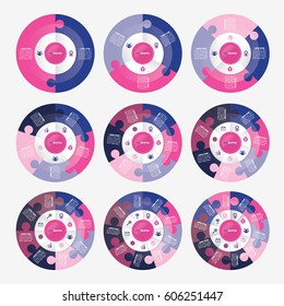 Infographic Template Pie Blue Pink Charts Stock Vector (Royalty Free ...