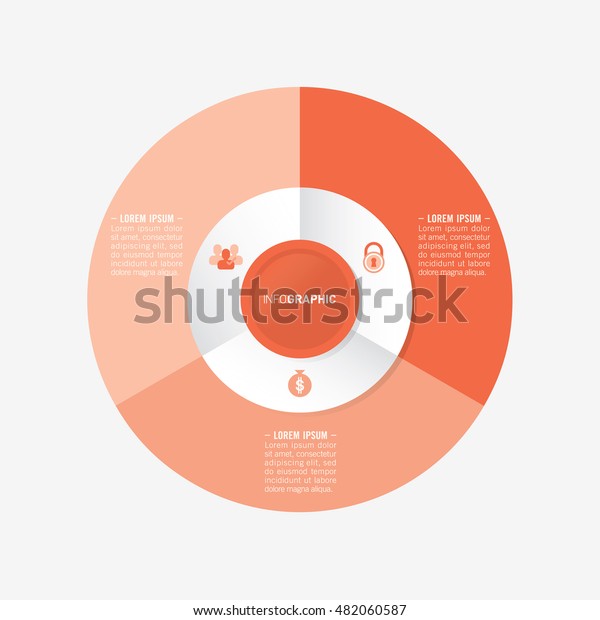 Infographic Template Pie Orange Charts 3 Stock Vector (Royalty Free ...