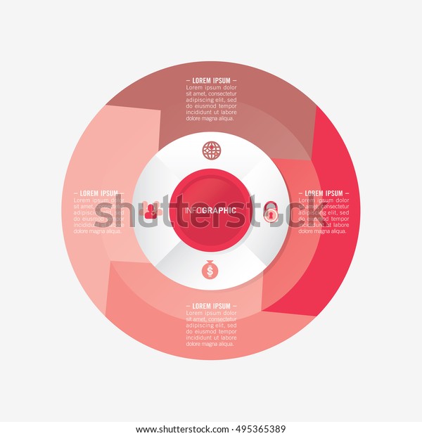 Infographic Template Pie Red Charts 4 Stock Vector (Royalty Free ...