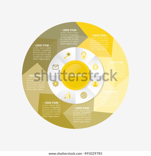Infographic Template Pie Yellow Charts 8 Stock Vector (Royalty Free ...