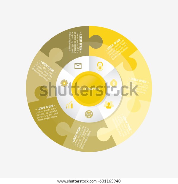 Infographic Template Pie Yellow Charts 7 Stock Vector (Royalty Free ...