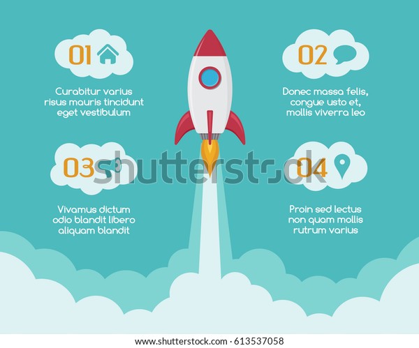 Infographic Template Rocket Spaceship Launches Through Stock Vector ...