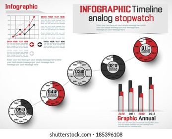 Infographic Timeline Analog Stopwatch Red Stock Vector (Royalty Free ...