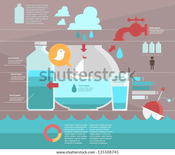 Infographic Water Savings Stock Vector (Royalty Free) 135508745 Infographic Water Savings Stock Vector (Royalty Free) 135508745