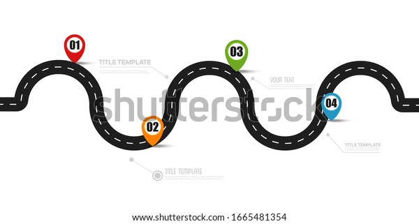 Infographic Winding Road Map Curved Road: เวกเตอร์สต็อก (ปลอดค่า ...