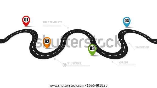 Infographic Winding Road Map Curved Road: เวกเตอร์สต็อก (ปลอดค่า ...