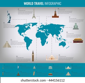 Infographic World Landmarks On Map Vector Stock Vector (Royalty Free ...