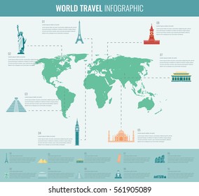 Infographic World Landmarks On Map Vector Stock Vector (Royalty Free ...